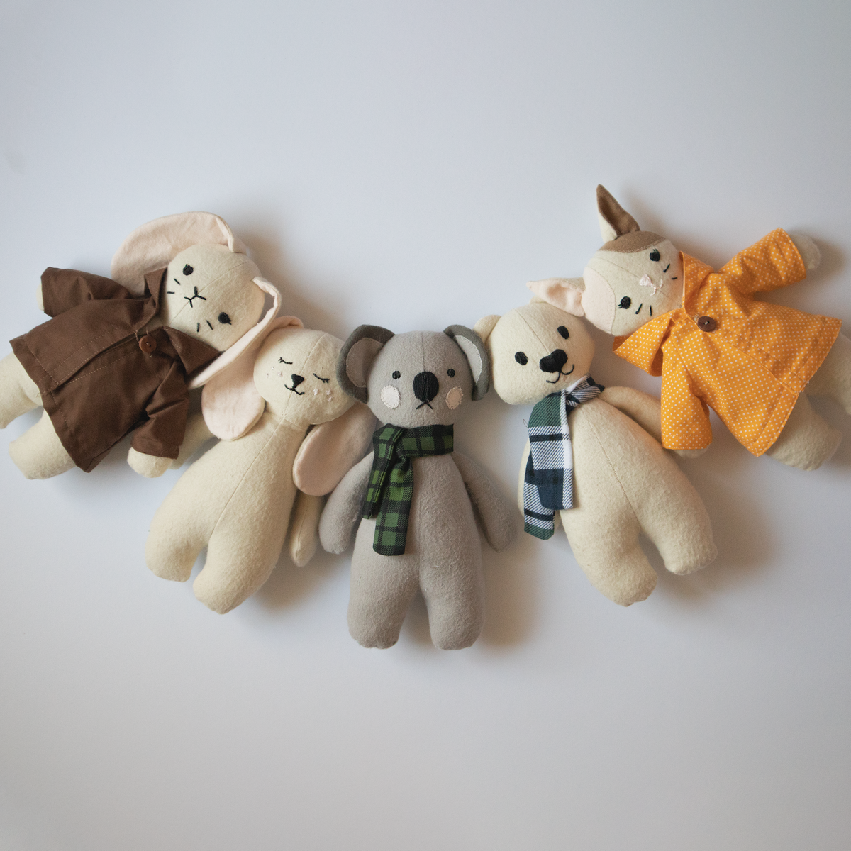 Cat, bunny, bear and koala soft toy sewing pattern and tutorial ...